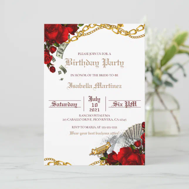 Buchona Birthday Party Invitation Mob Wife | Zazzle