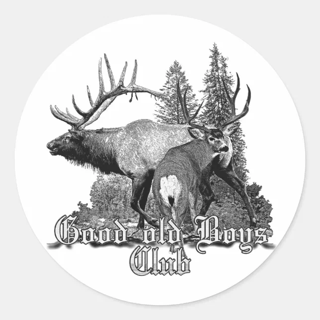 Buck and bull wildlife classic round sticker | Zazzle