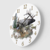 Buck and bull wildlife large clock | Zazzle