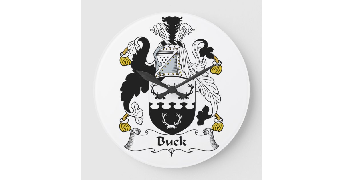 Buck Family Crest Large Clock | Zazzle