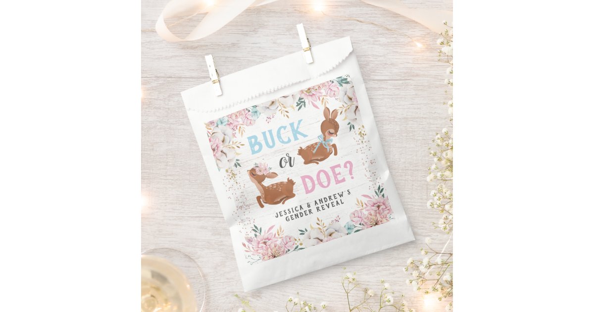 Buck or Doe? Baby Shower Reveal Favor Bag | Zazzle