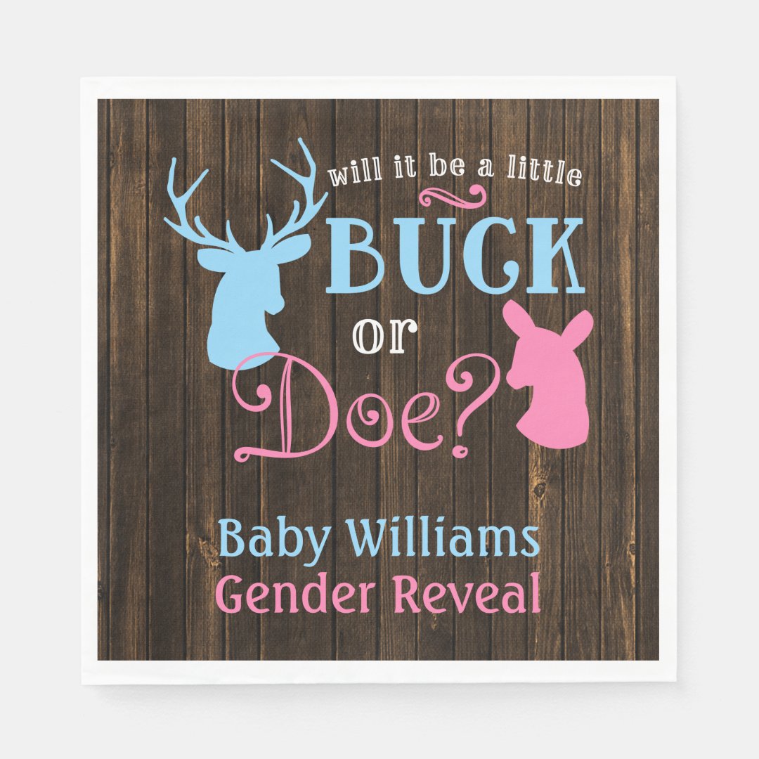 Buck or Doe Gender Reveal Party Baby Shower Paper Napkins | Zazzle