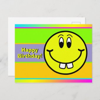 Buck Teeth Smiling Face Emoji Birthday Postcard | Zazzle
