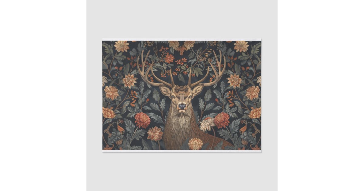 Buck with Antlers and Flowers Decoupage Tissue Paper | Zazzle
