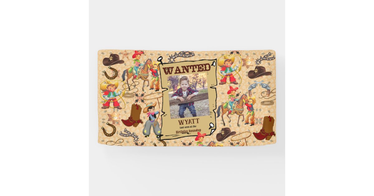 Buckaroo Cowboy Wanted Poster Photo & Name Banner | Zazzle