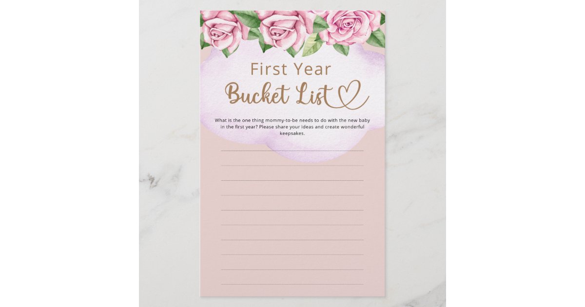 Bucket List First Year Girl Baby Shower | Zazzle