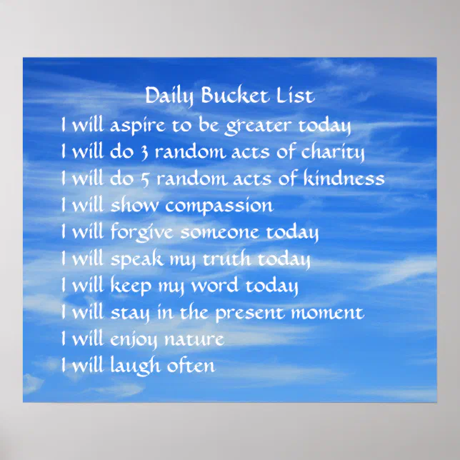 Bucket List Poster | Zazzle