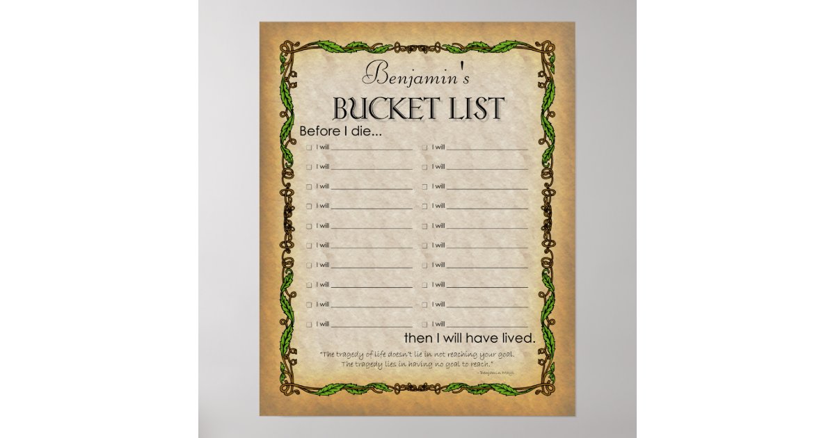Bucket List Poster | Zazzle