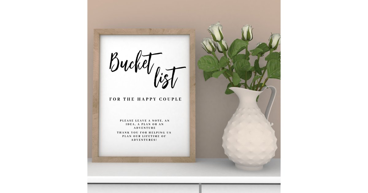 Bucket List wedding sign poster | Zazzle