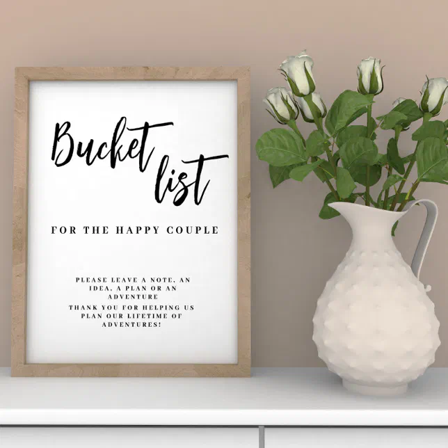 Bucket List wedding sign poster | Zazzle
