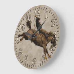 Bucking Bronco Rodeo Cowboy Large Clock | Zazzle