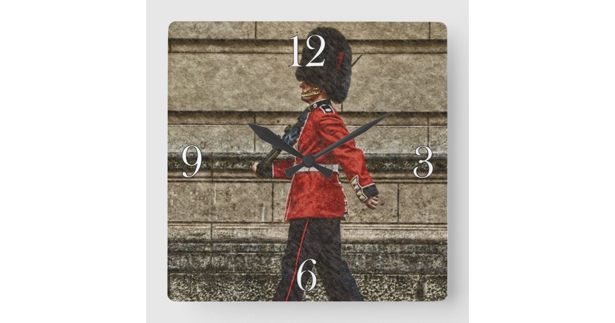 Buckingham Palace Queen's Guard Square Wall Clock | Zazzle