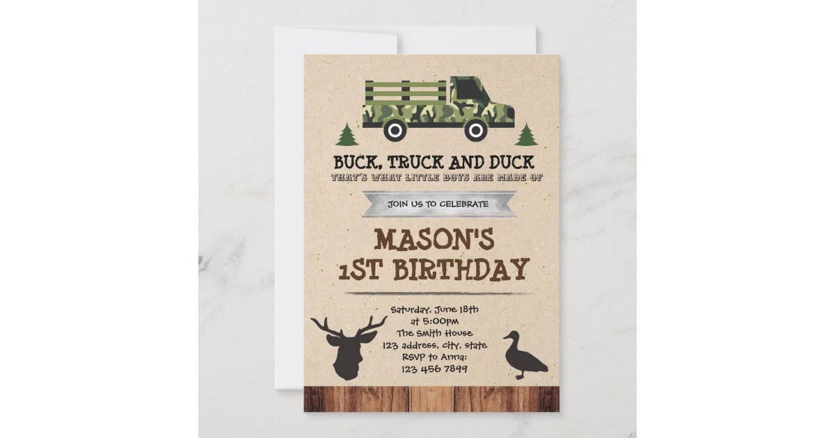 Bucks Trucks and Ducks party invitation | Zazzle