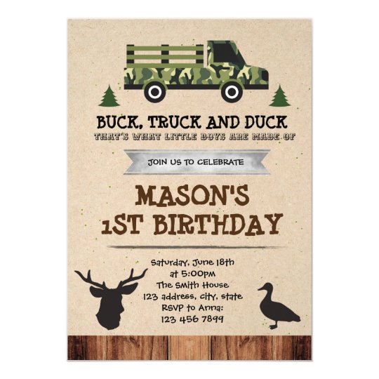 Bucks Trucks and Ducks party invitation | Zazzle.com