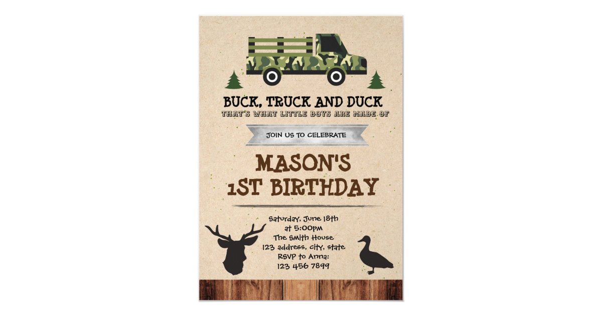 Bucks Trucks and Ducks party invitation | Zazzle.com