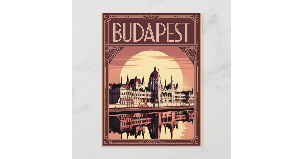 Budapest art deco vintage postcard | Zazzle