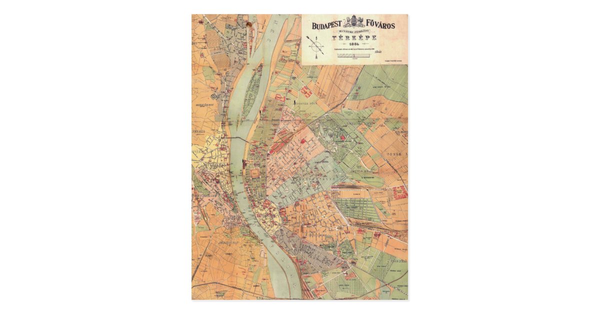 Budapest Hungary Map from 1884 Postcard | Zazzle.com