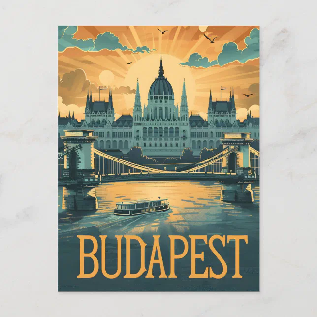 Budapest Vintage Art Postcard | Zazzle