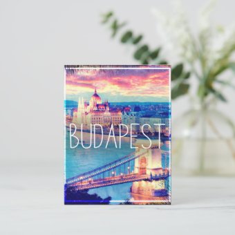Budapest, vintage poster postcard | Zazzle
