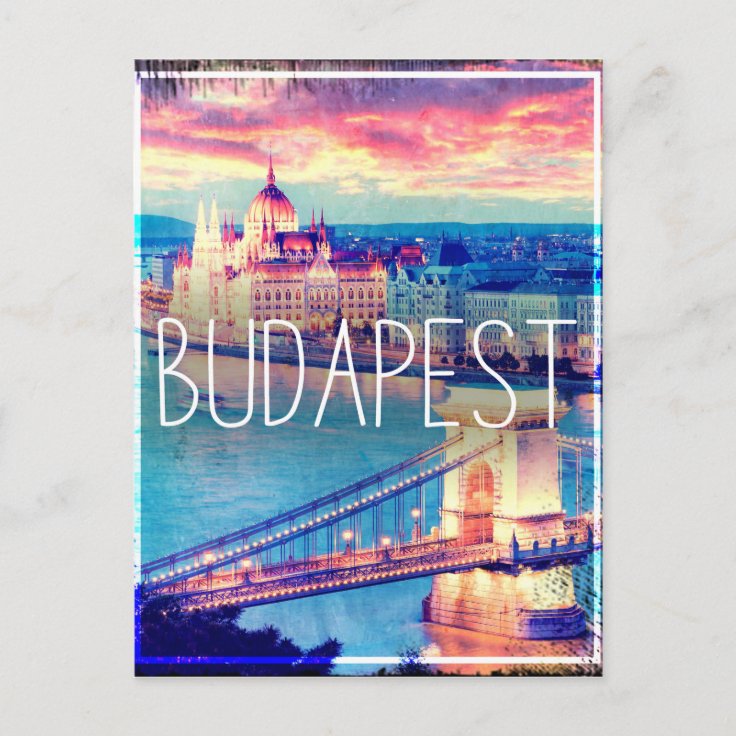 Budapest, vintage poster postcard | Zazzle