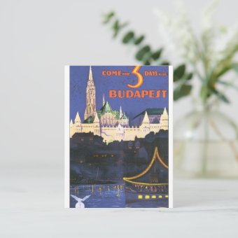 Budapest Vintage Travel Poster Postcard | Zazzle