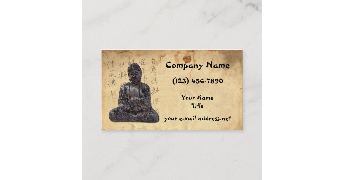 Buddha Aged Paper Asian Calligraphy Business Card | Zazzle