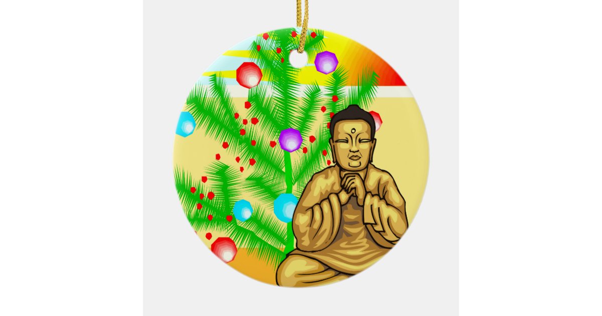 Buddha and Christmas tree Ceramic Ornament | Zazzle