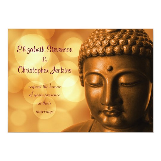Buddha Statue with Golden Bokeh Wedding Invitation | Zazzle.com