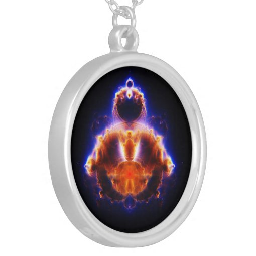 Buddhabrot Map Mandelbrot Set Gautama Buddha Silver Plated Necklace ...