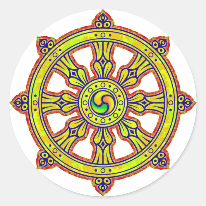 Buddhist Dharma Chakra Classic Round Sticker | Zazzle.com