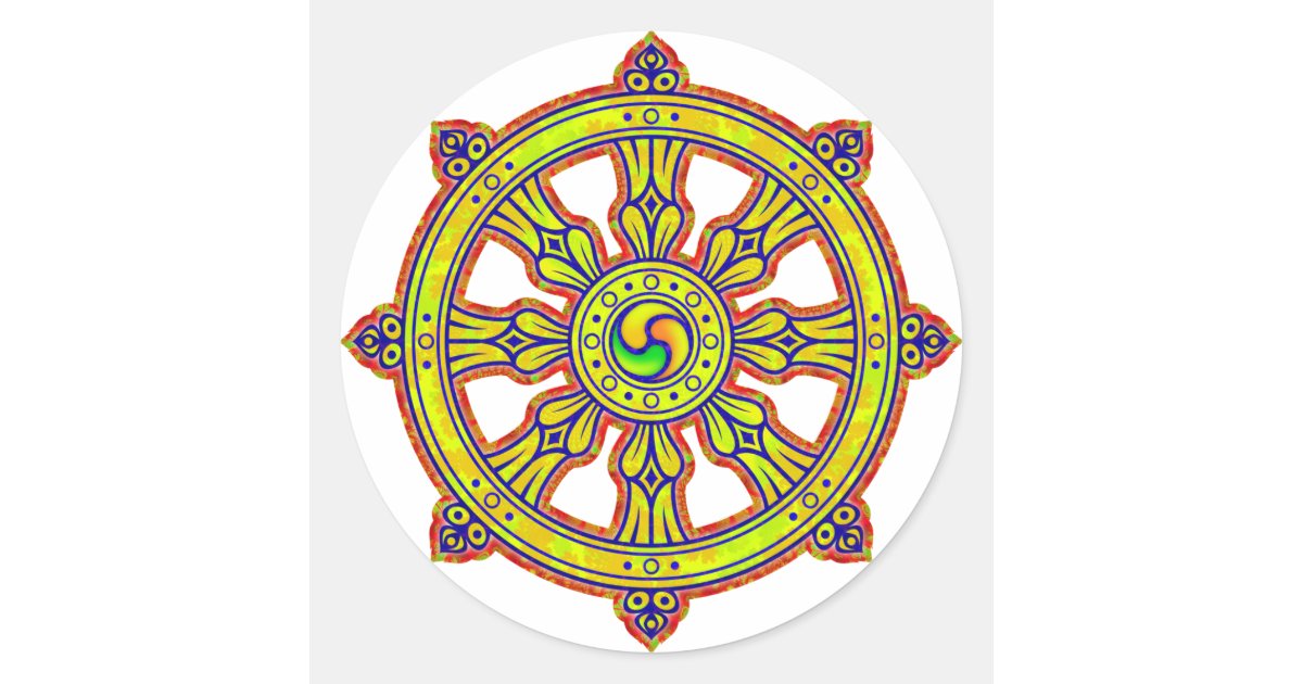 Buddhist Dharma Chakra Classic Round Sticker | Zazzle