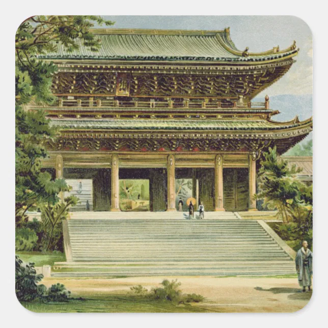 Buddhist temple at Kyoto, Japan Square Sticker | Zazzle