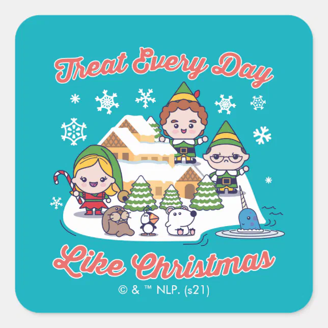 Buddy the Elf Chibi Graphic Square Sticker | Zazzle