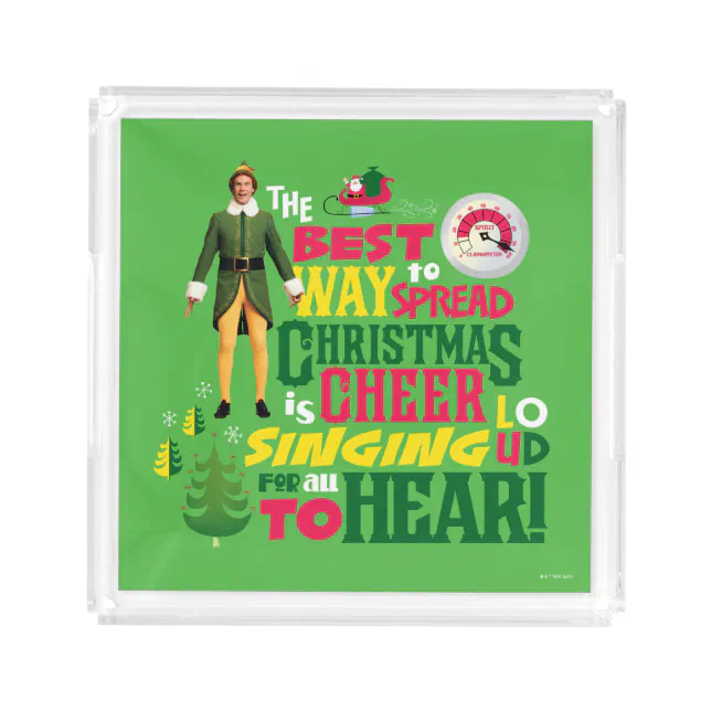 Buddy the Elf | Christmas Cheer Graphic Quote Acrylic Tray | Zazzle