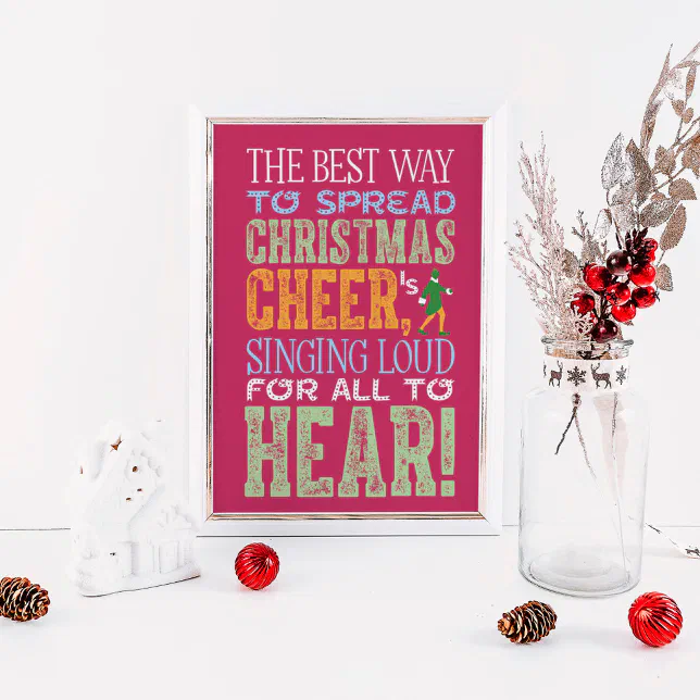 Buddy the Elf | Christmas Cheer Quote Poster | Zazzle