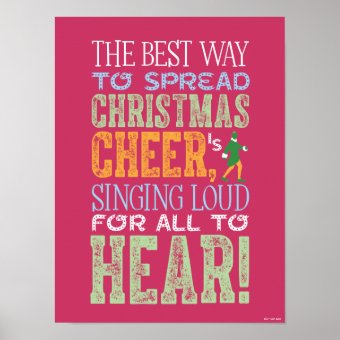 Buddy the Elf | Christmas Cheer Quote Poster | Zazzle