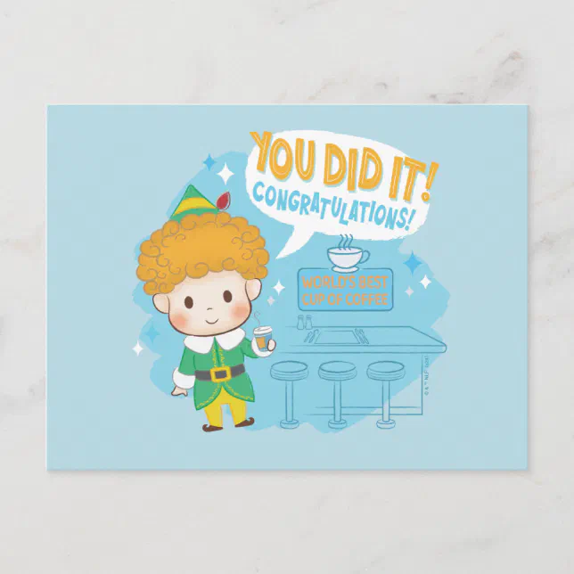 Buddy the Elf You Did It! Congratulations! Holiday Postcard | Zazzle