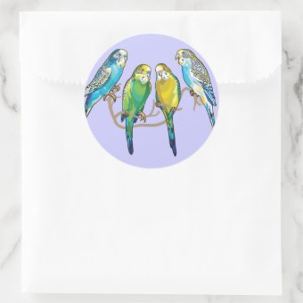 budgerigars classic round sticker | Zazzle