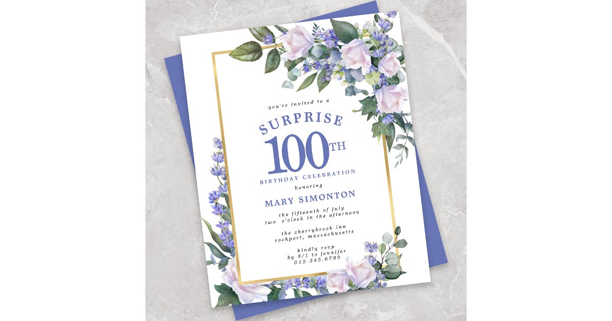 Budget 100th Birthday Surprise Party Invitation | Zazzle