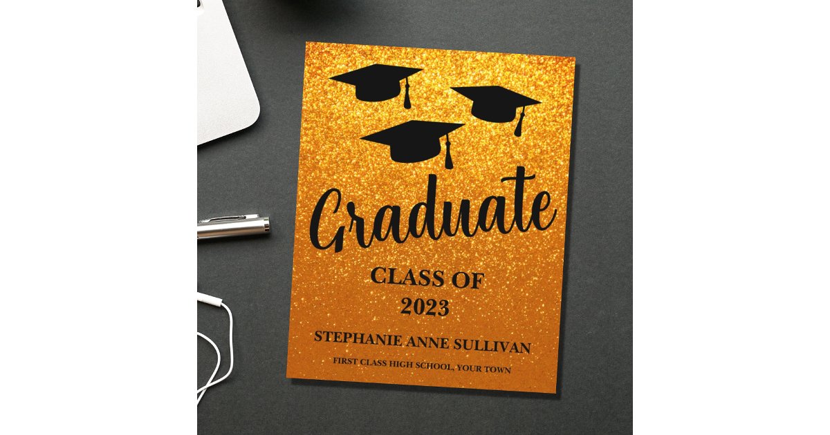 Budget 2023 Gold Glitter Graduation Announcement | Zazzle