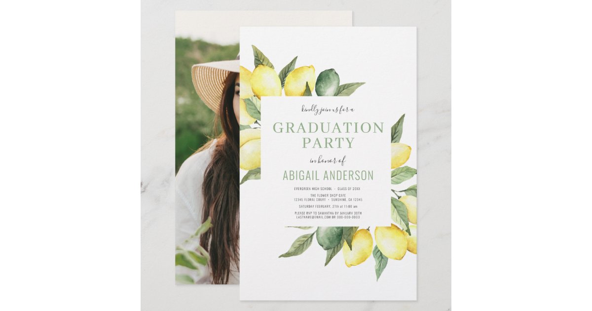 Budget 2023 Photo Lemon Grad Party Invitation | Zazzle