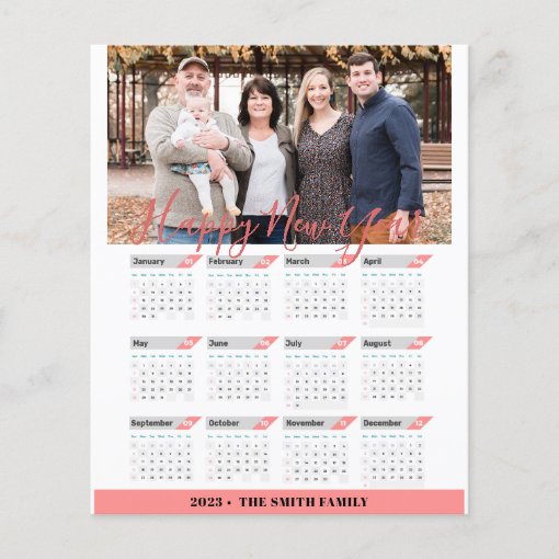 Budget 2023 Rose Gold Calendar Modern Photo Card | Zazzle