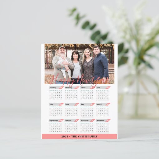 Budget 2023 Rose Gold Calendar Modern Photo Card | Zazzle