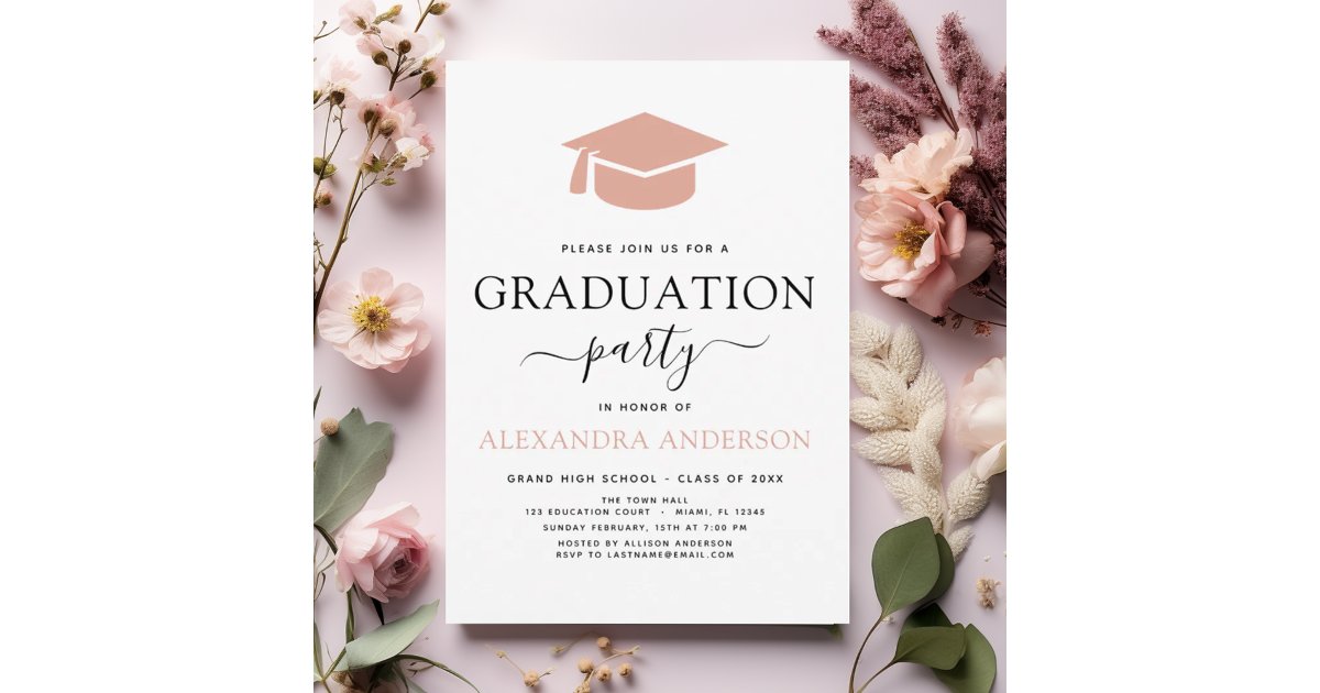 Budget 2024 Graduation Party Pink Invitation | Zazzle