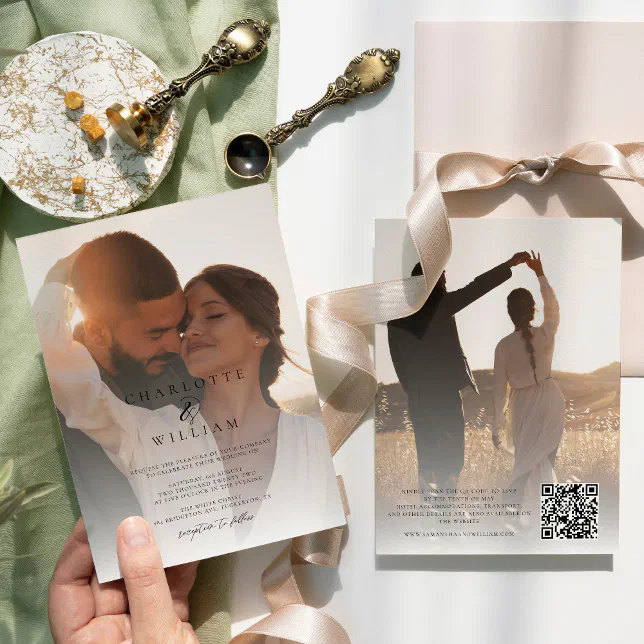 Budget 2 Photo Simple Wedding Invitation | Zazzle