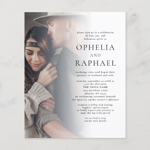 Budget 2 Photos QR Code Bohemian Wedding Invite | Zazzle