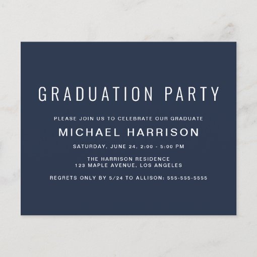 Budget 4 Photo Blue Graduation Party Invitation | Zazzle