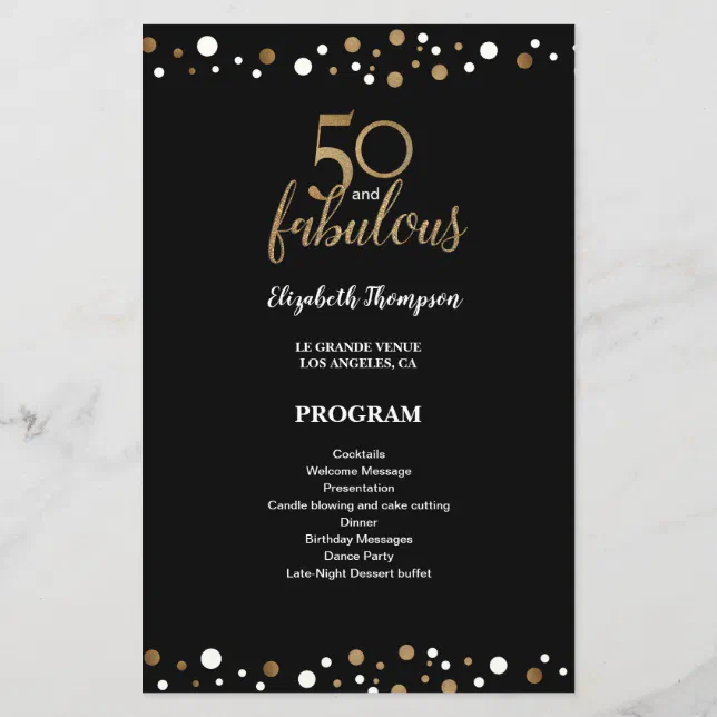 Budget 50 and fabulous fiftieth Birthday Program | Zazzle