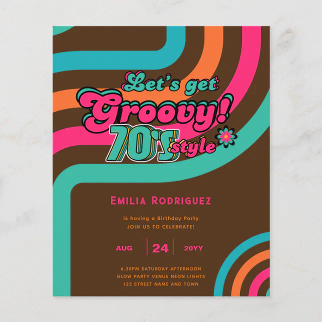 BUDGET 70's Retro Disco Birthday Boogie Groovy Flyer | Zazzle