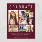 Budget 8 Photo Burgundy Graduation Announcement | Zazzle